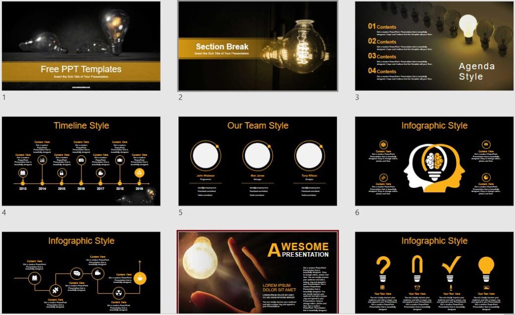 Glowing Light Bulb - PPTX Templates