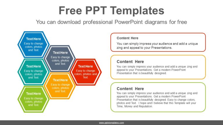 Connected Hexagon Power Point Slide Designs for Process Details