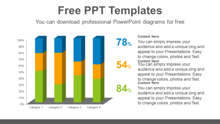 3D Pillar Bar Chart Free PPT infographics charts and designs