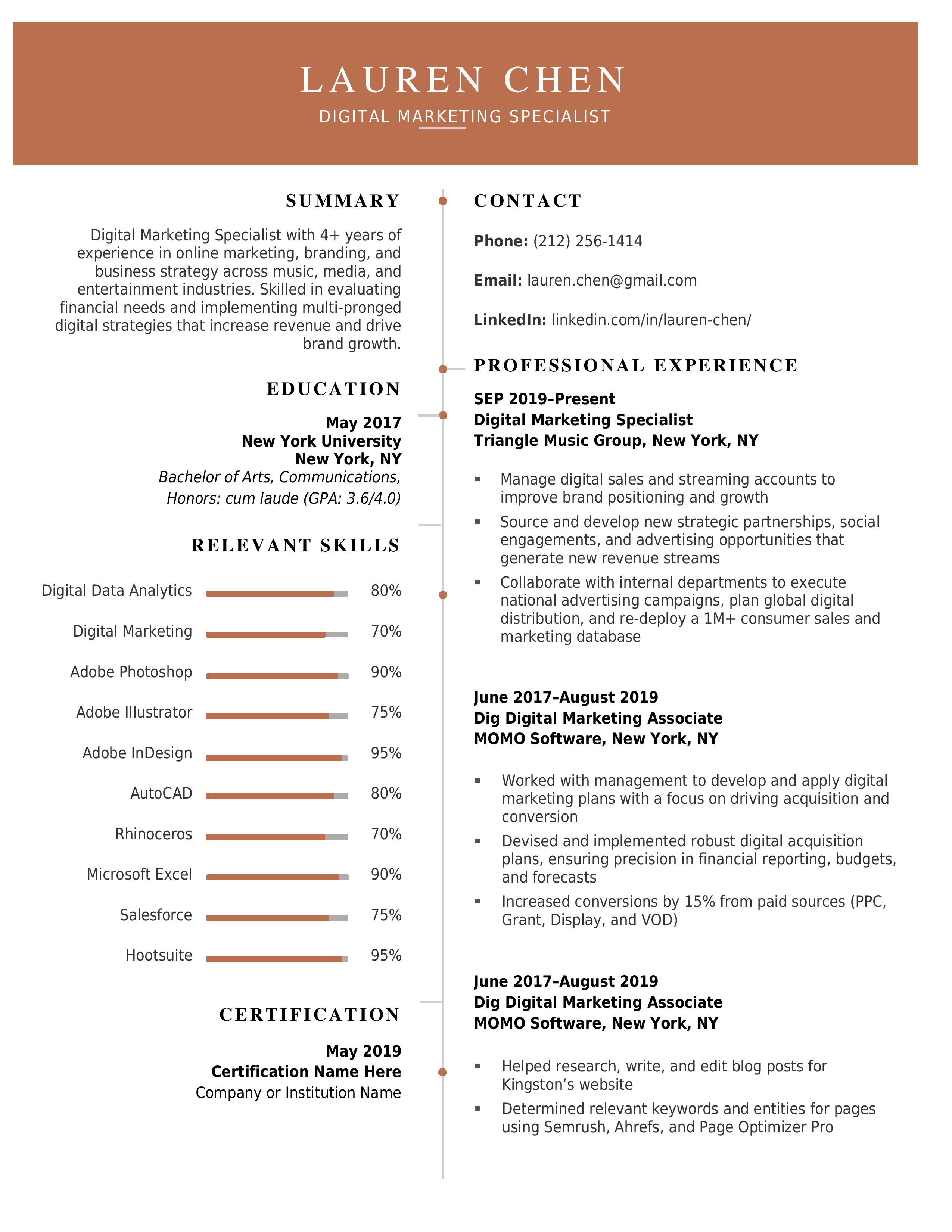 2021 Modern Resume Template Orange PPTX Templates