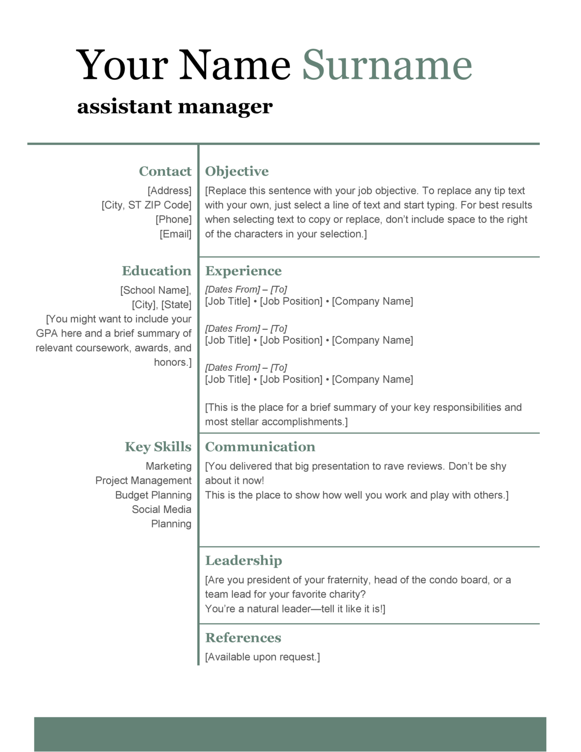 Basic Download Free Modern Resume
