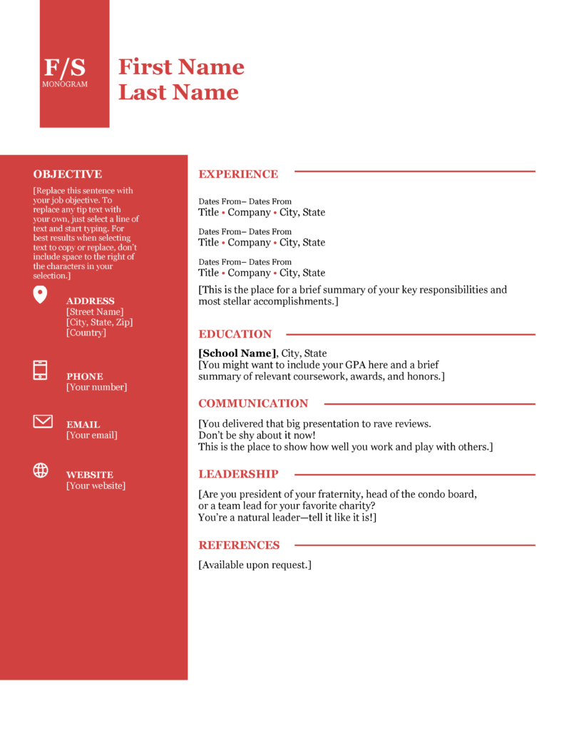 Bold Monogram Download Free Modern Resume