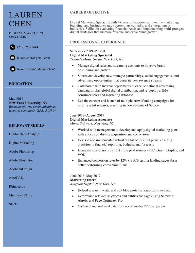 Clean Modern Resume Blue Download Free Fresher Resume