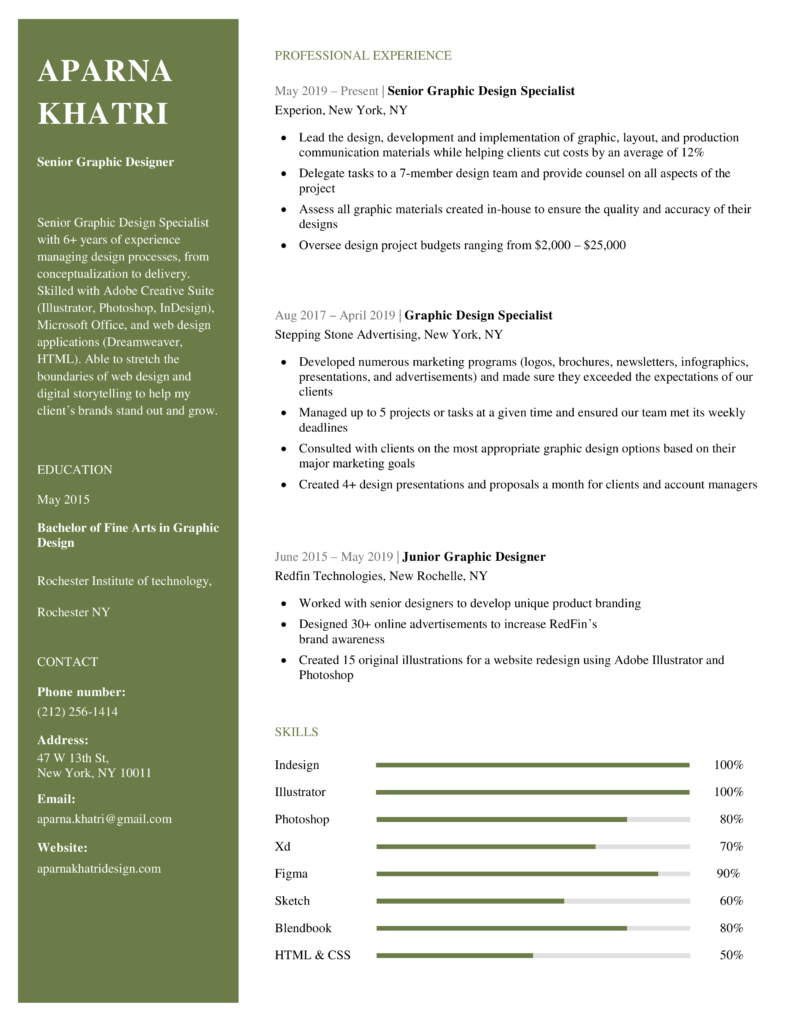 Cool Creative Resume Green Download Free Professional Resume