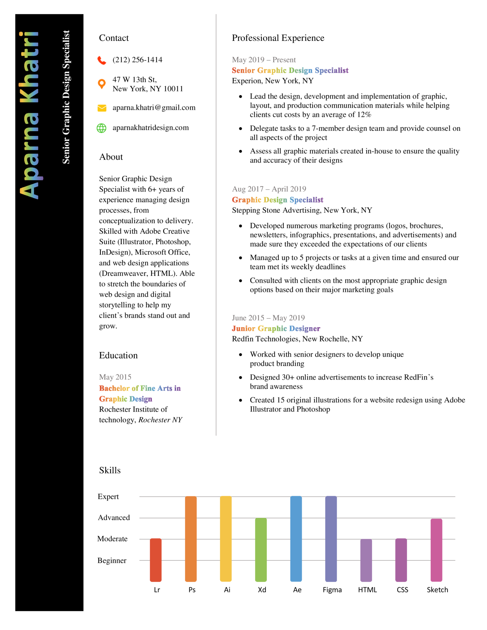 Detailed Creative Resume Rainbow Download Free Professional Resume