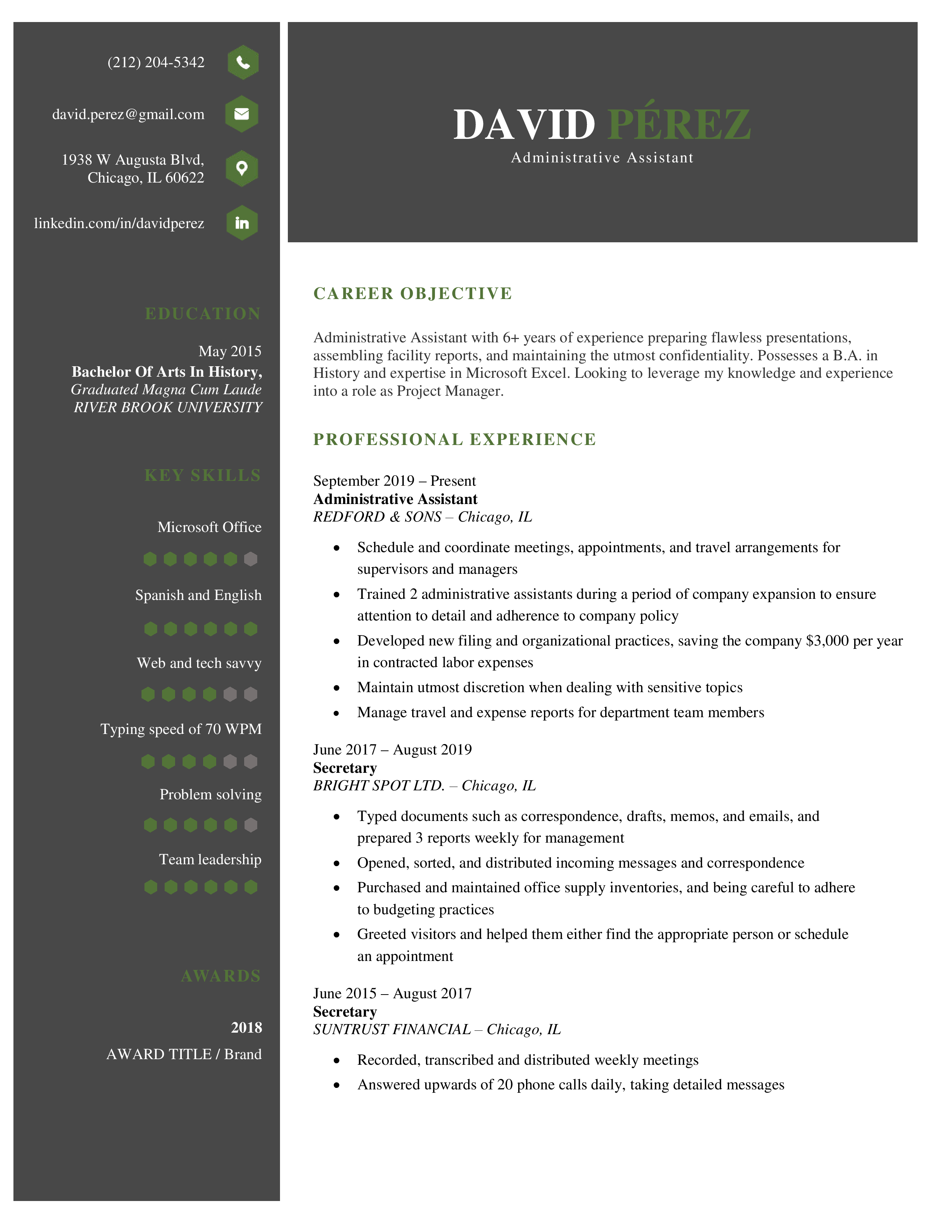 Everest Resume Template Green PPTX Templates