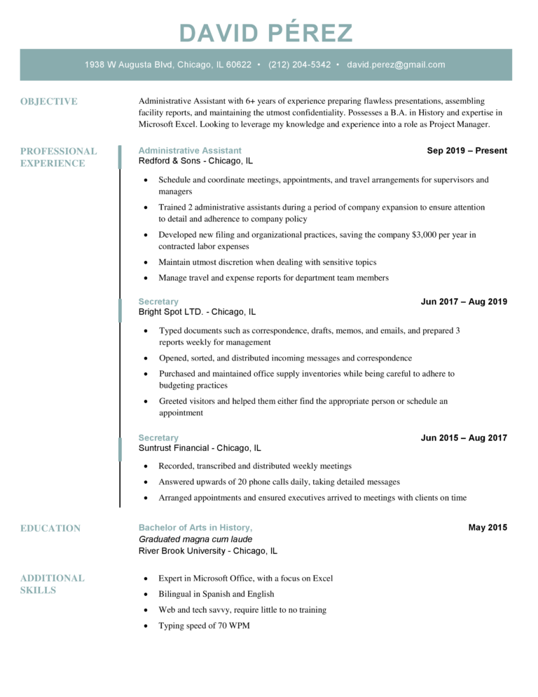 Executive Resume Sea-Green Download Free Professional Resume