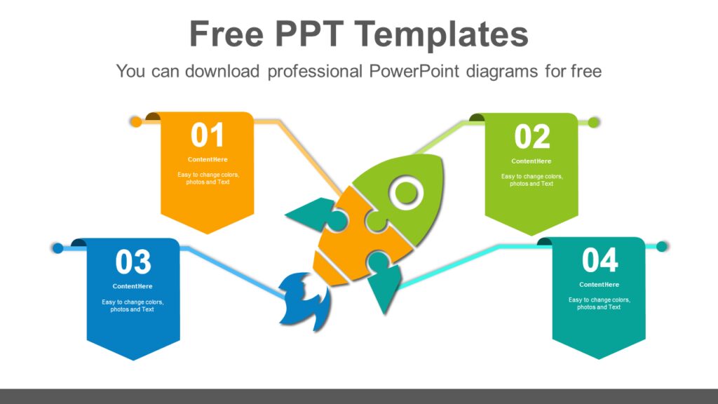 Flags on rocket puzzlesCycle designs free powerpoint templates