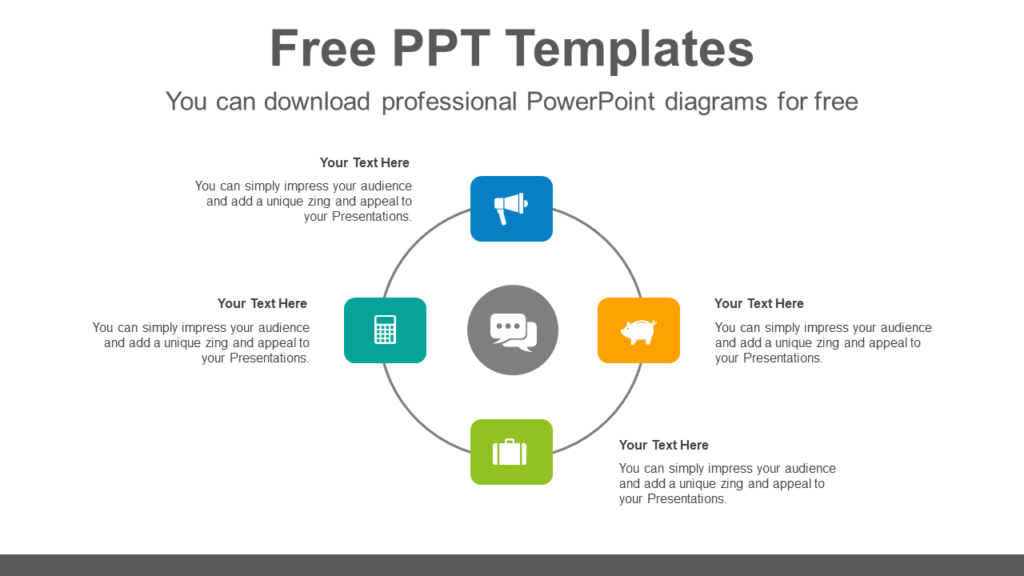 Download Four radial square Brain Powerpoint Infographic Template