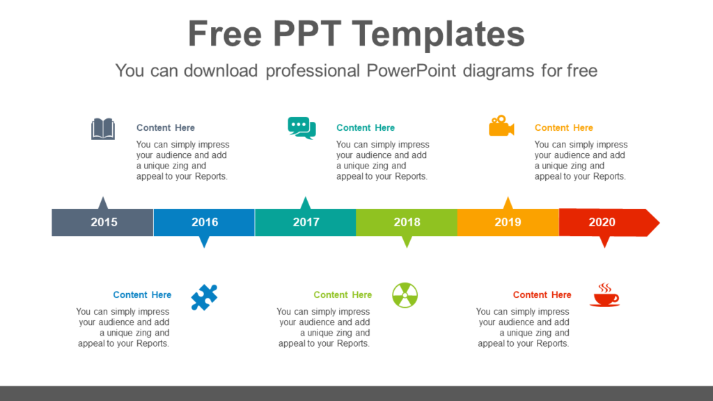 Horizontal alignment rectangle Timelines designs free ppt templates