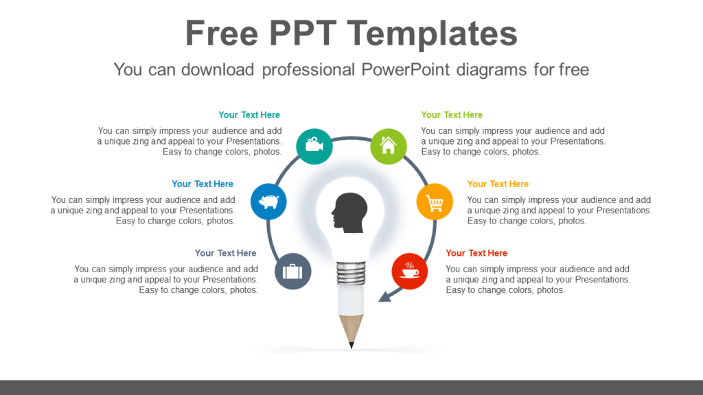 Download Light bulb pencil Brain Powerpoint Infographic Template