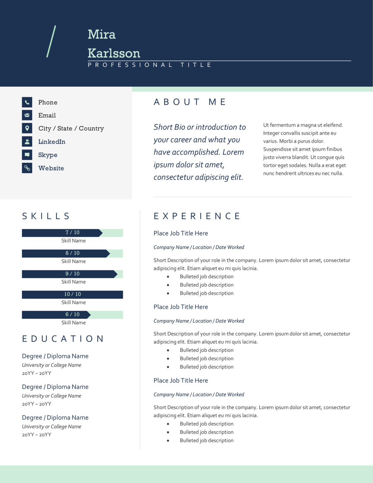 Modern Initial Resume Download Free Modern Resume