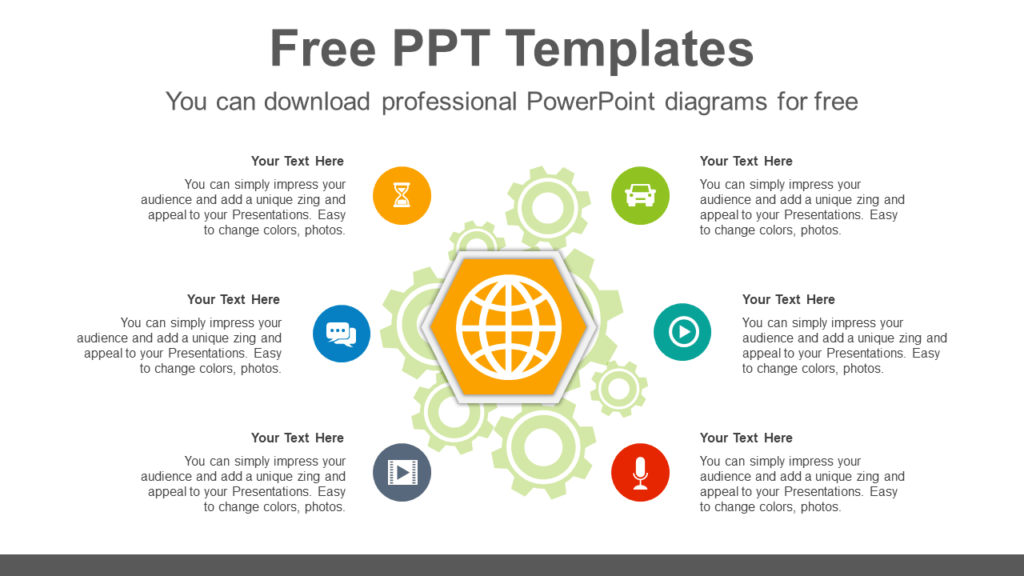 Download Radial circle gears Brain Powerpoint Infographic Template
