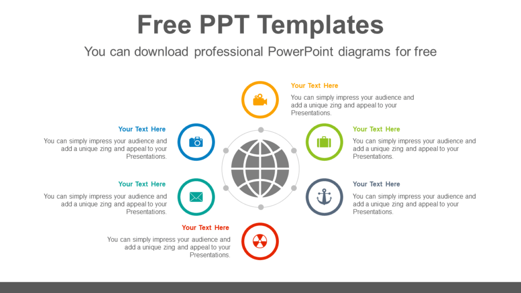 Download Radial six circles Brain Powerpoint Infographic Template
