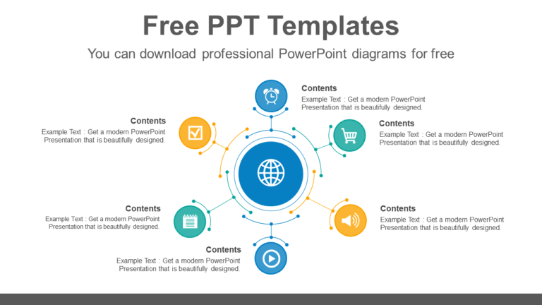 Download Six radial circles Brain Powerpoint Infographic Template