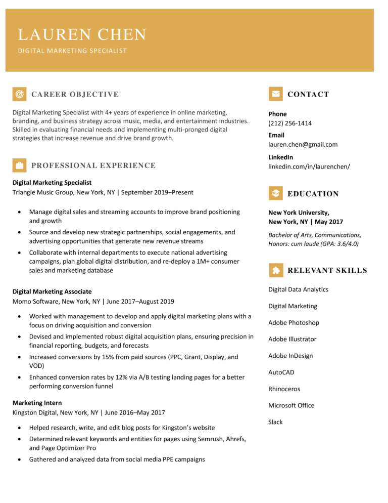 Stylish Yellow Download Free Modern Resume