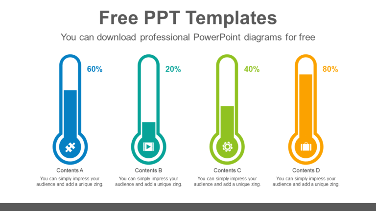 Download Thermometer bar chart Brain Powerpoint Infographic Template