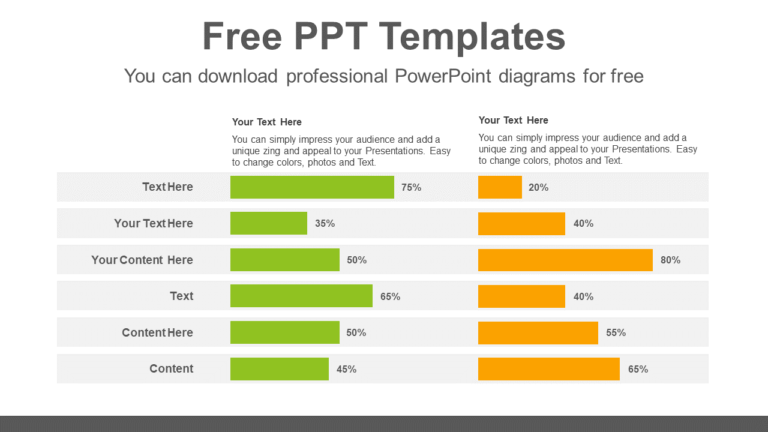 Download Two Horizontal bar chart Brain Powerpoint Infographic Template