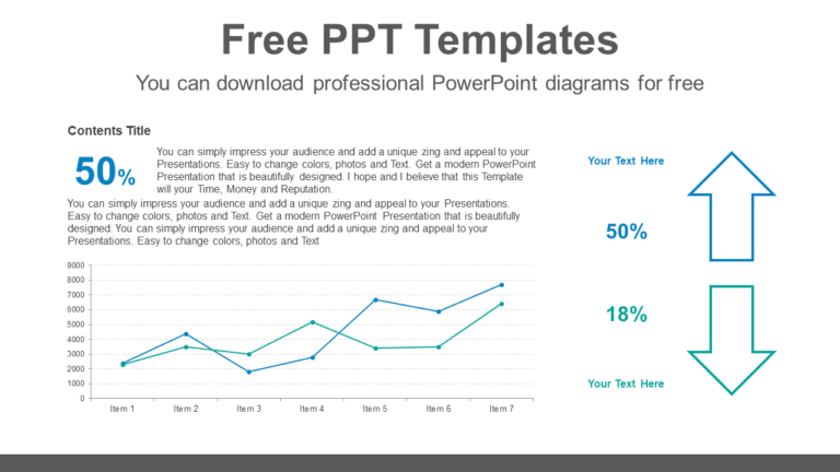 Download Up down line chart Brain Powerpoint Infographic Template