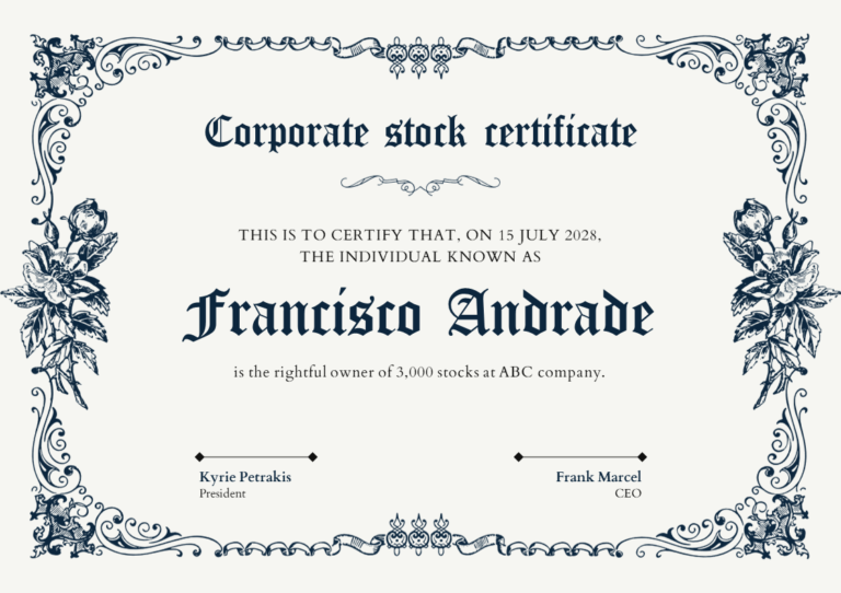 Download Corporate Stock Certificate Brain Powerpoint Infographic Template