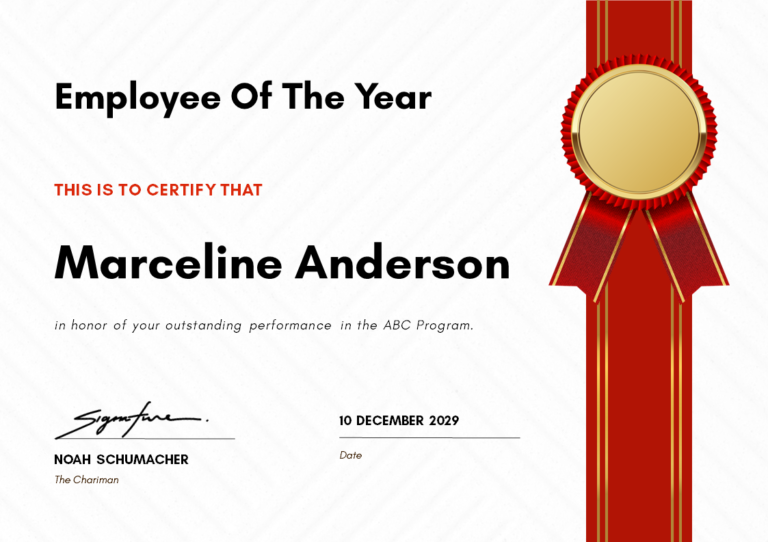 Download Editable Employee Of The Year Template