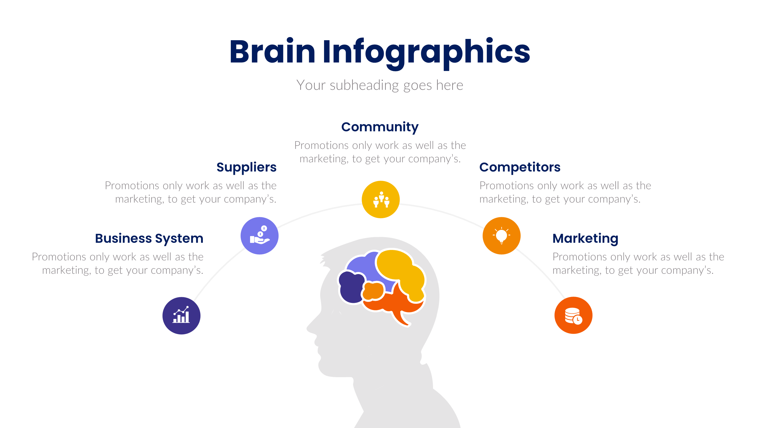 Download 5 Points Brain Powerpoint Infographic Template