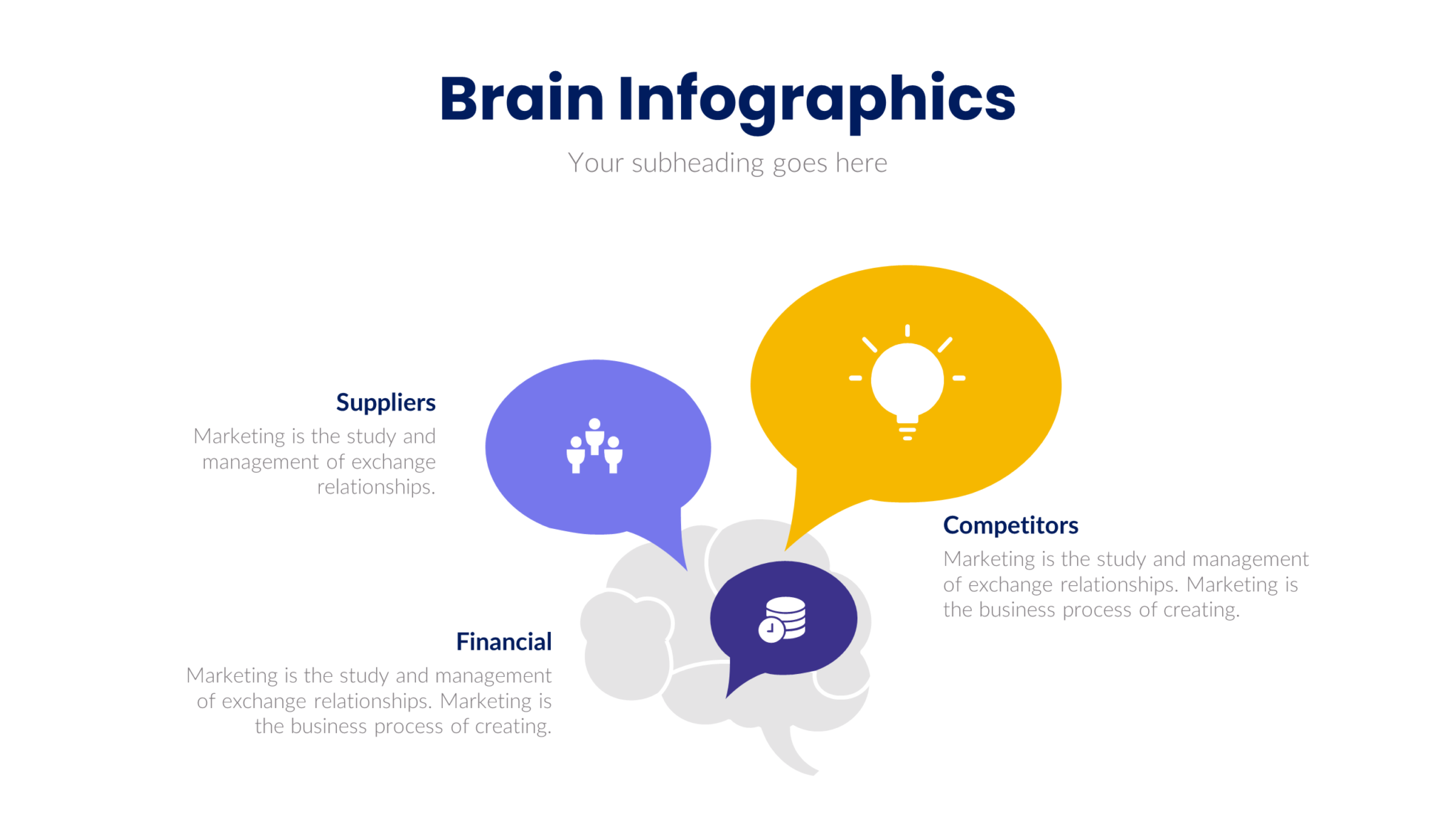 Download Three options Brain Powerpoint Infographic Template