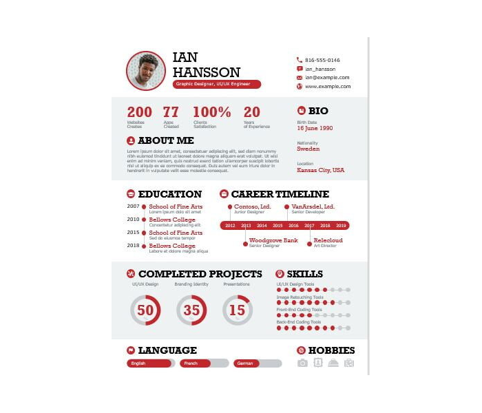 Bold Infographic | PPTX Templates | Free Editable Resume Formats